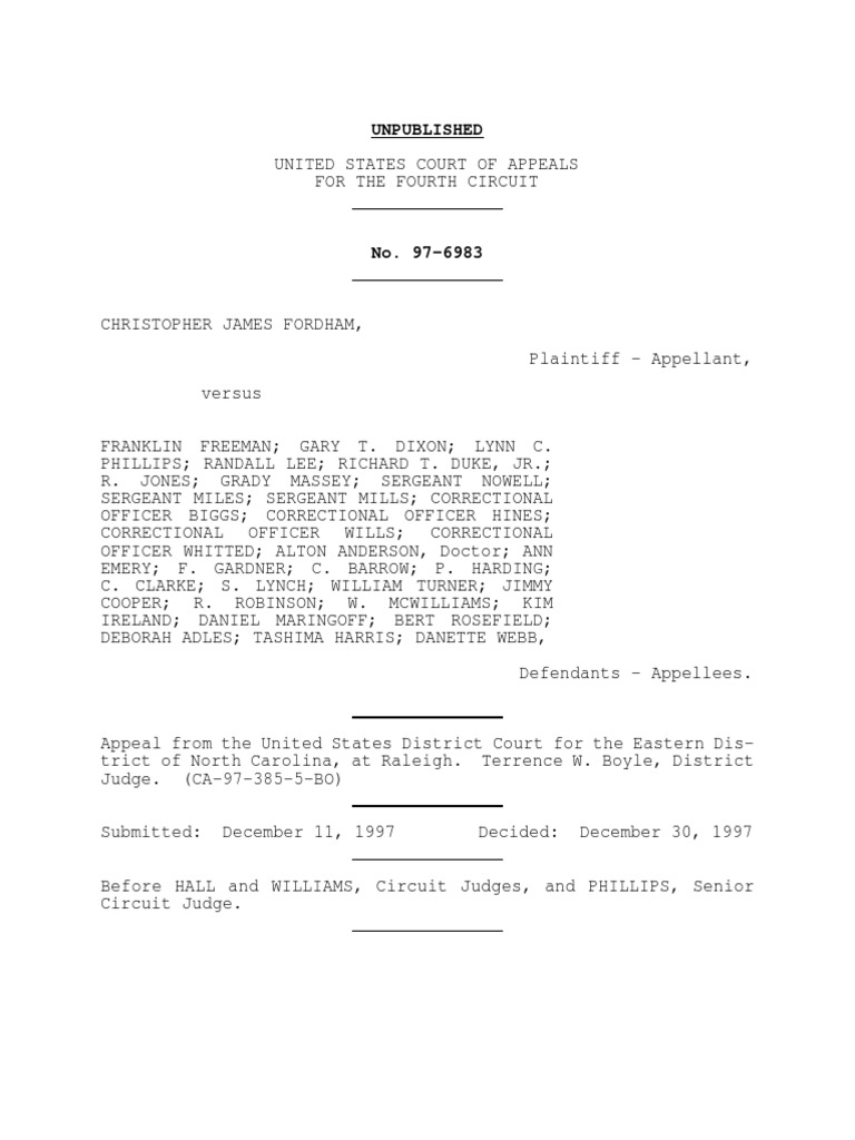 Fordham v. Freeman, 4th Cir. (1997) | PDF | Law