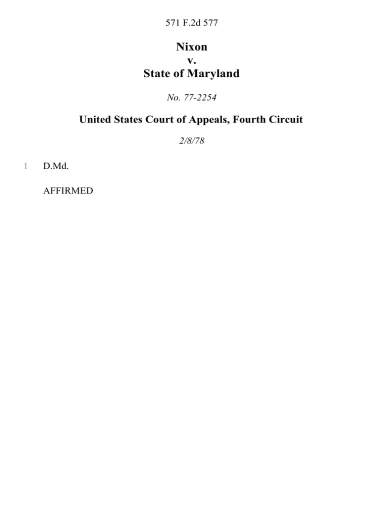 Nixon v. State of Maryland, 571 F.2d 577, 4th Cir. (1978) | PDF ...