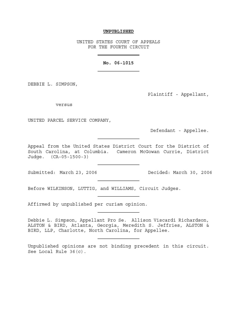 Simpson v. United Parcel, 4th Cir. (2006) | PDF