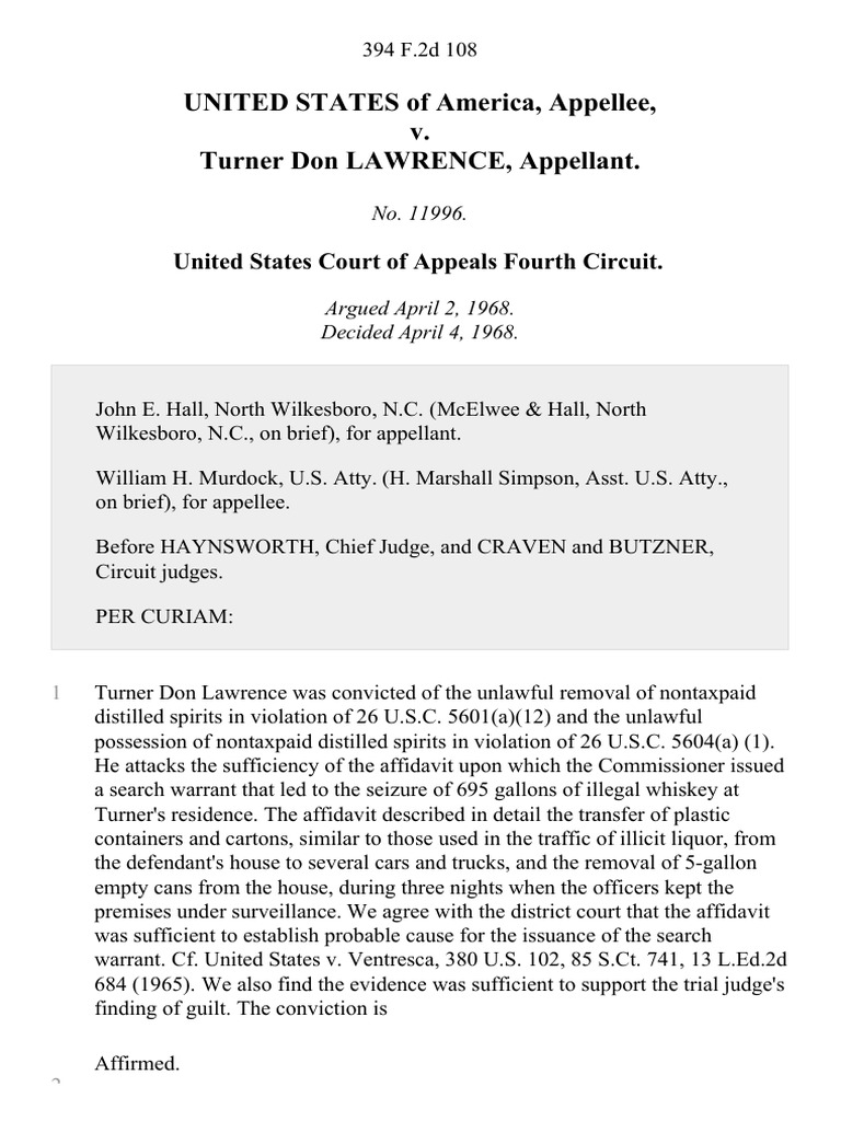 Illegal Whiskey Conviction Upheld | PDF | Law