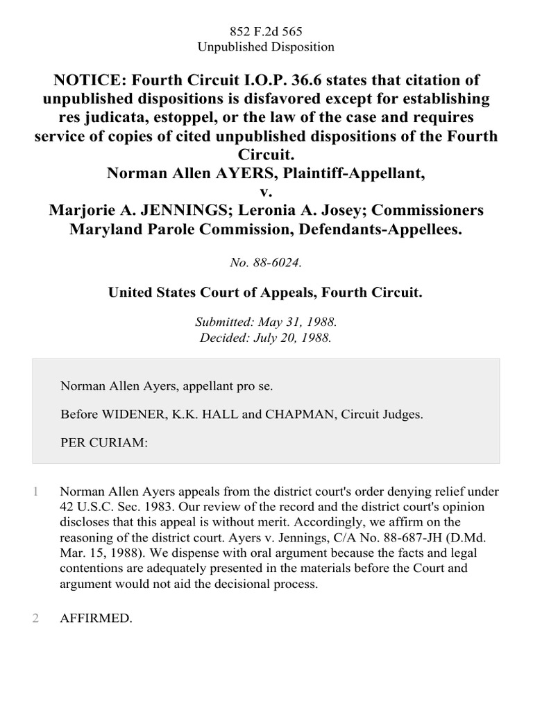 Norman Allen Ayers v. Marjorie A. Jennings Leronia A. Josey ...