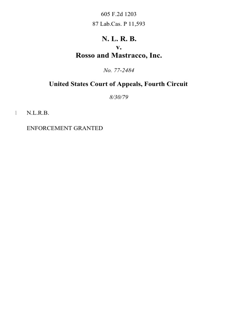 N. L. R. B. v. Rosso and Mastracco, Inc, 605 F.2d 1203, 4th Cir. (1979 ...