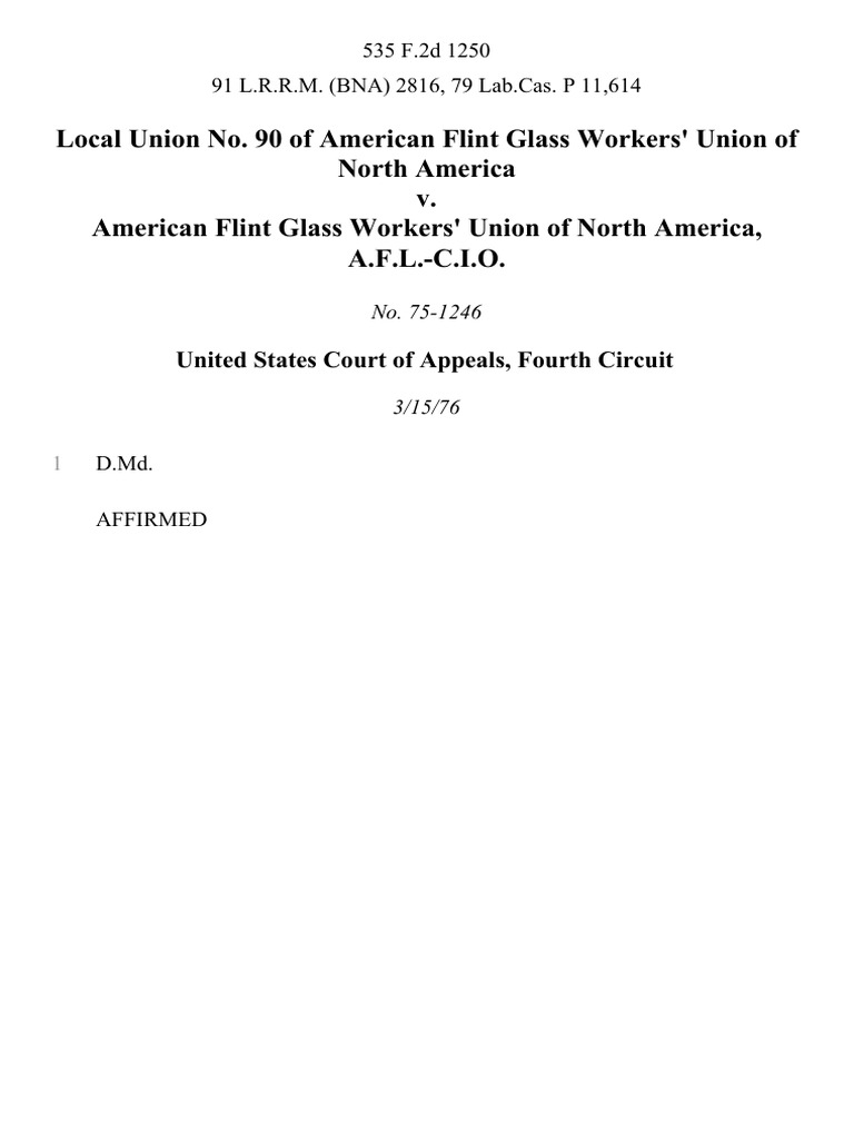 Local Union No. 90 of American Flint Glass Workers' Union of North ...