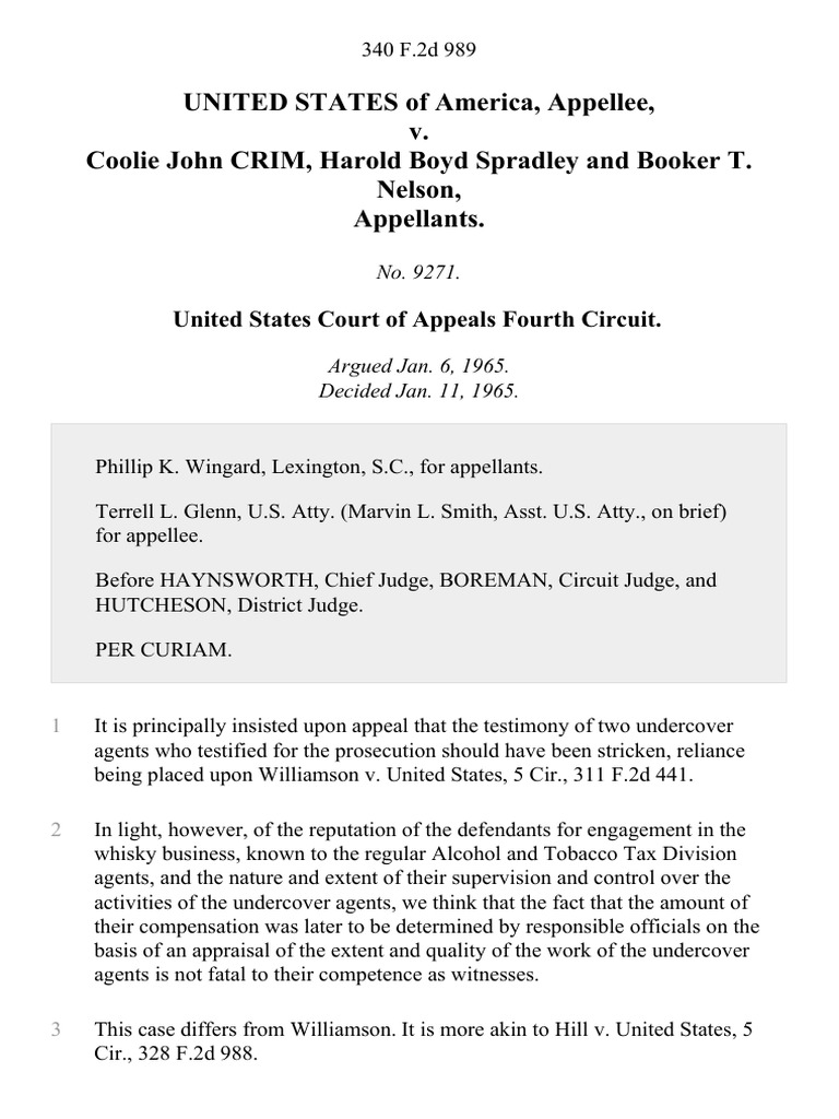United States v. Coolie John Crim, Harold Boyd Spradley and Booker T ...