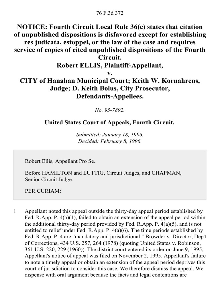 Robert Ellis v. City of Hanahan Municipal Court Keith W. Kornahrens ...