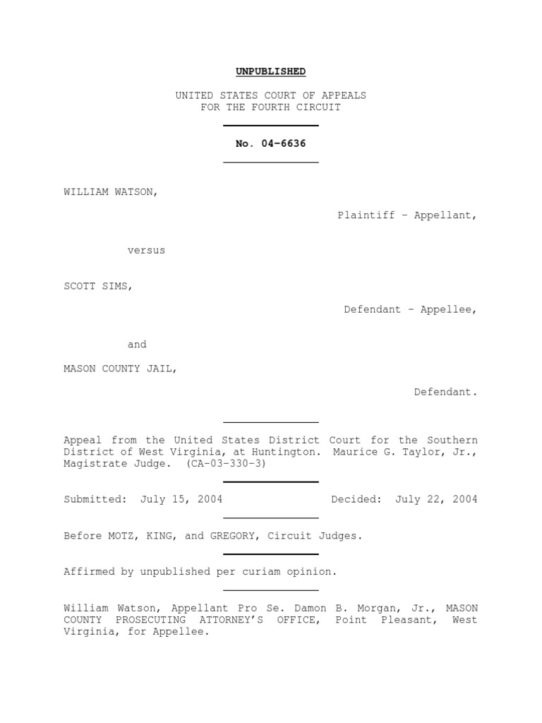 Watson v. Sims, 4th Cir. (2004) | PDF