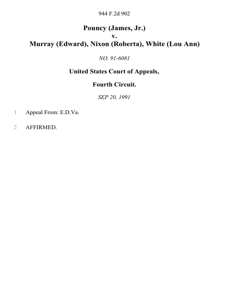 Pouncy (James, JR.) v. Murray (Edward), Nixon (Roberta), White (Lou Ann ...