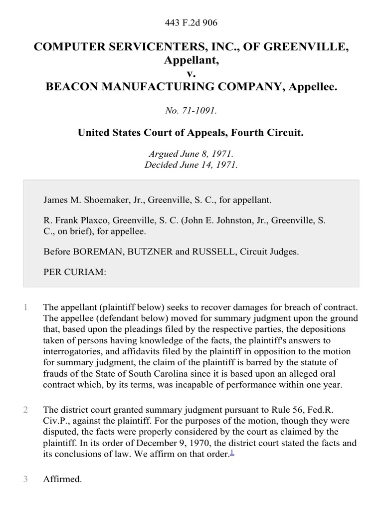 Computer Servicenters, Inc., of Greenville v. Beacon Manufacturing ...