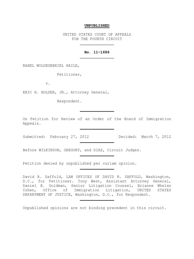 Immigration Appeal Denied: Haile Case | PDF | Law