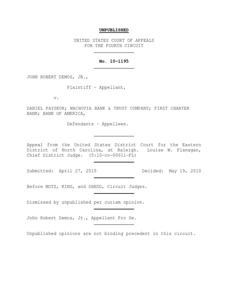 Demos v. Payseur, 4th Cir. (2010) | PDF