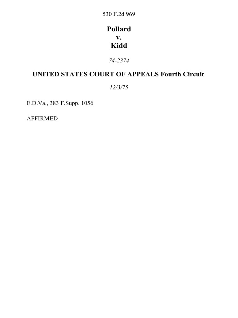 Pollard v. Kidd: United States Court of Appeals Fourth Circuit | PDF ...