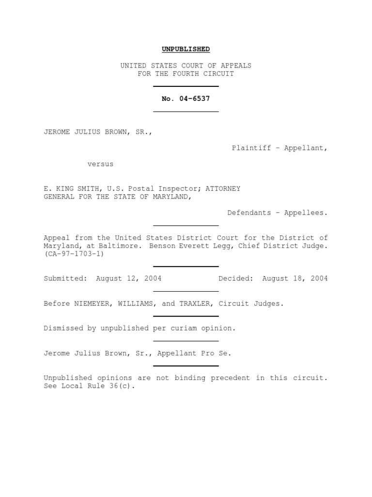 Brown v. Smith, 4th Cir. (2004) | PDF | Law