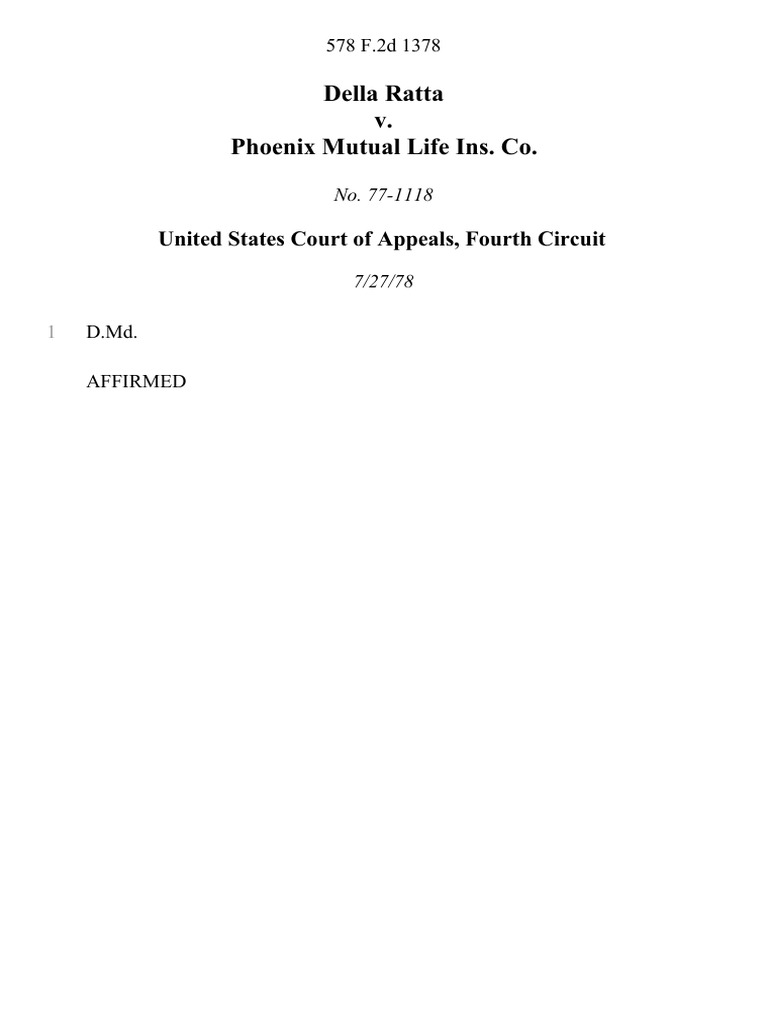 Della Ratta v. Phoenix Mutual Life Ins. Co, 578 F.2d 1378, 4th Cir ...
