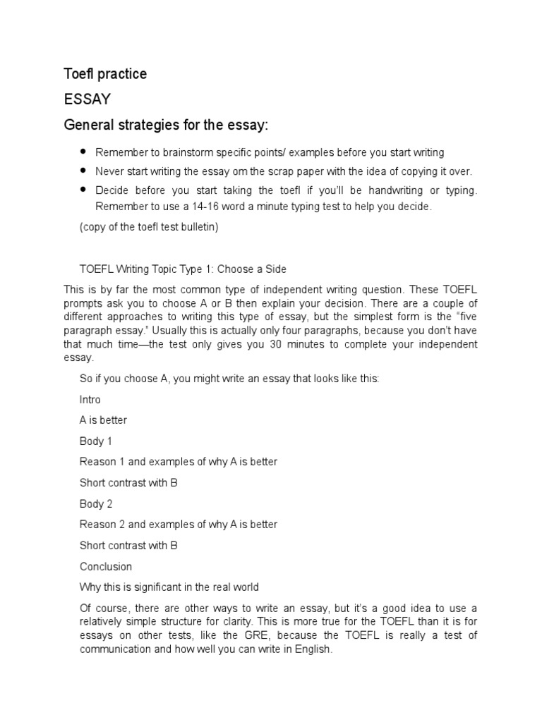 TOEFL Practice | PDF | Essays | Adolescence