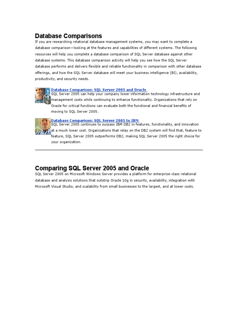 Comparacion Base de Datos 22-02-07 | PDF | Ibm Db2 | Oracle Database