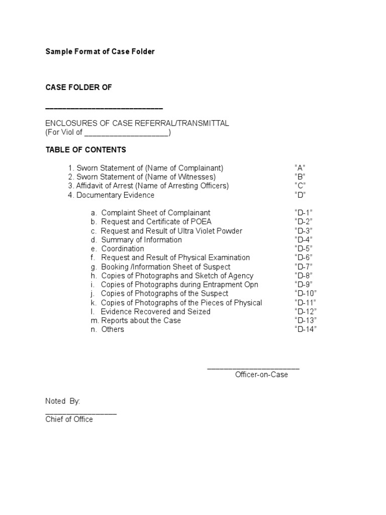 Sample Format of Case Folder | PDF | Social Science | Science & Mathematics