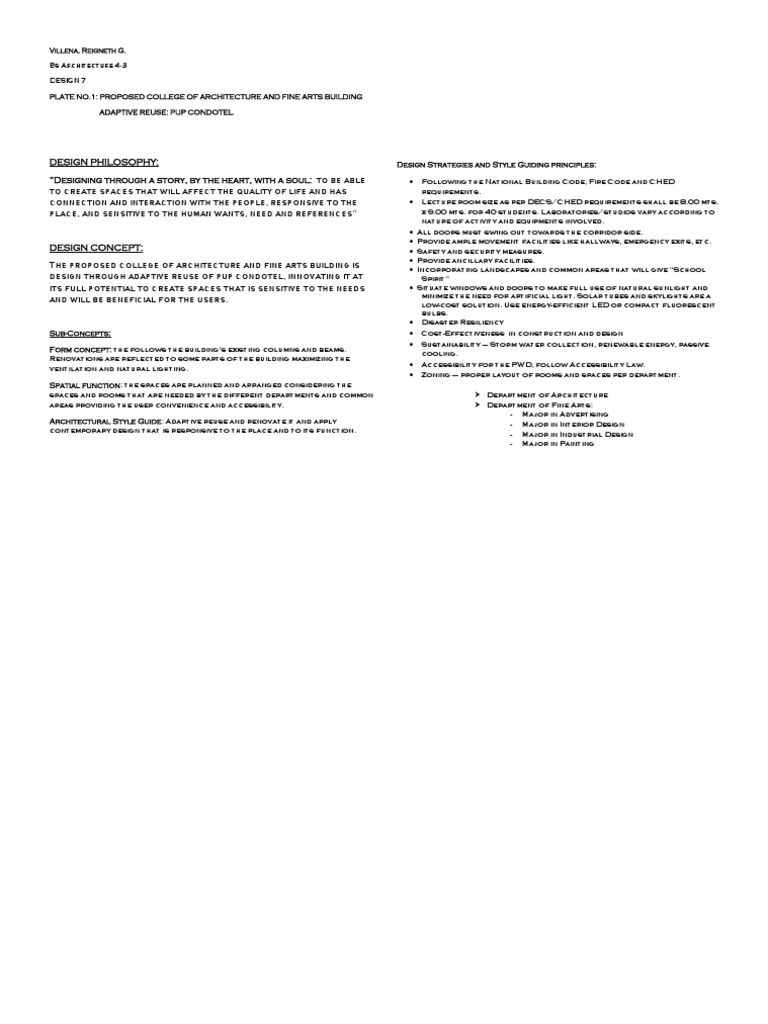 Villena, Reigneth G. Bs Architecture 4-3 Design 7 Plate No.1: Proposed ...