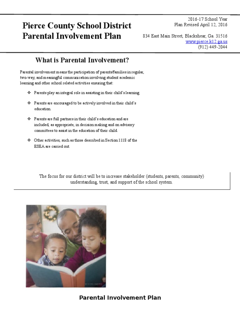 District Parent Involvement Plan 2016-17FINAL | PDF | Elementary And ...