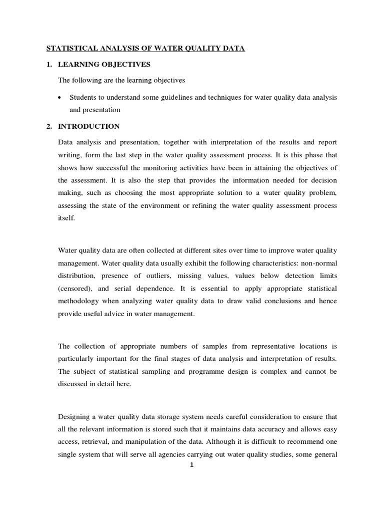 Water Quality Data Analysis Guide | PDF | Water Quality | Statistics