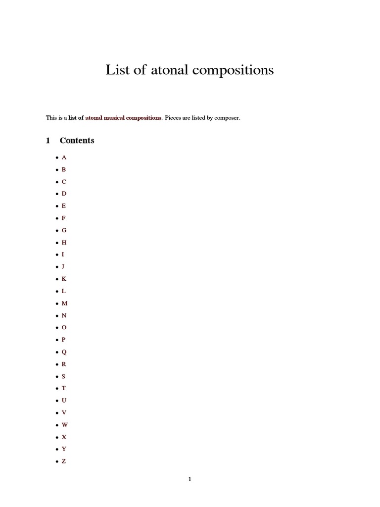 List of Atonal Compositions | PDF | Modernism (Music) | Performing Arts