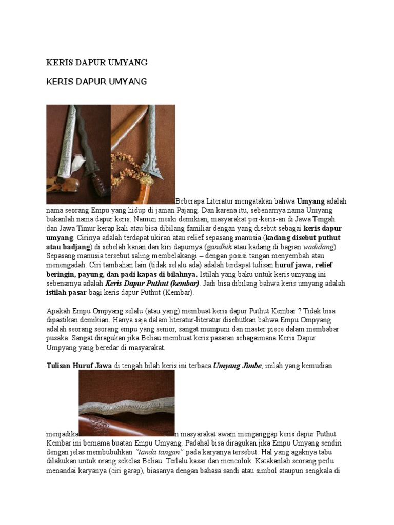 Keris Dapur Umyang | PDF | Agama & Spiritualitas