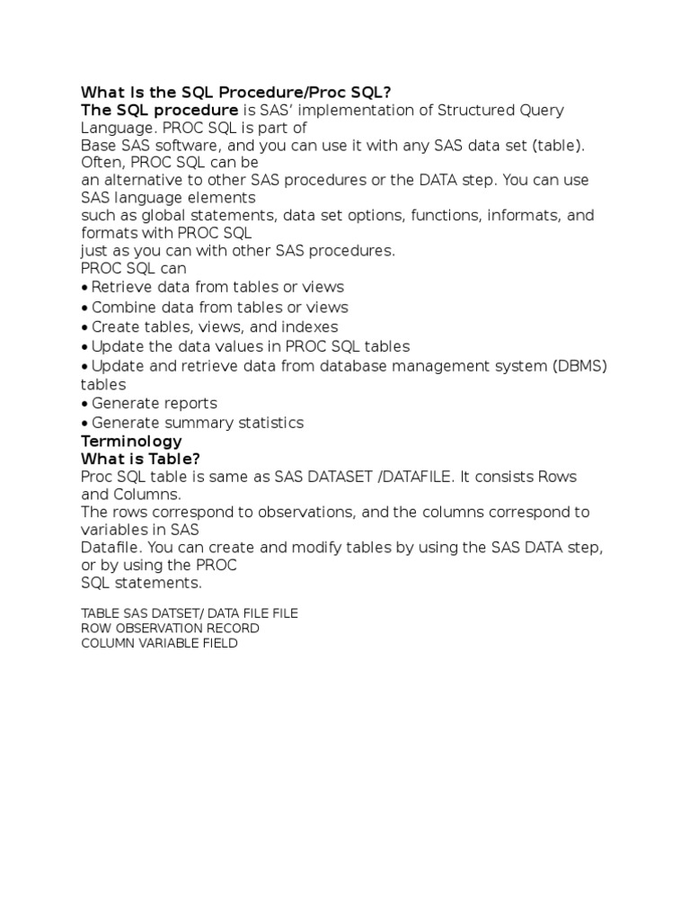 What Is The SQL Procedure | PDF