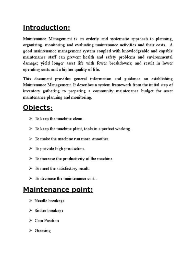 Maintenance Management Tools Overview | PDF | Maintenance | Screw