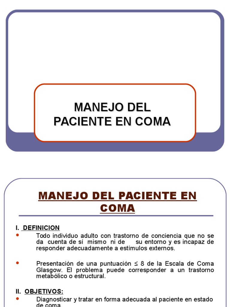 Manejo Del Paciente En Coma Pdf Salud Y Bienestar