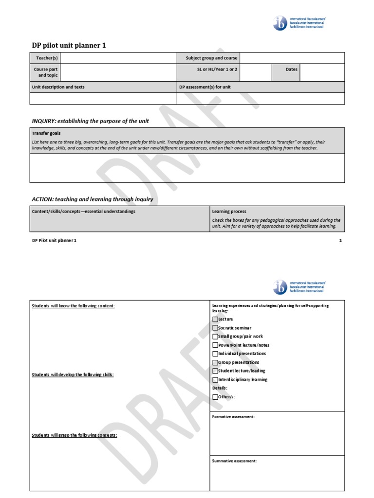 dp unit planner | Educational Assessment | Lecture