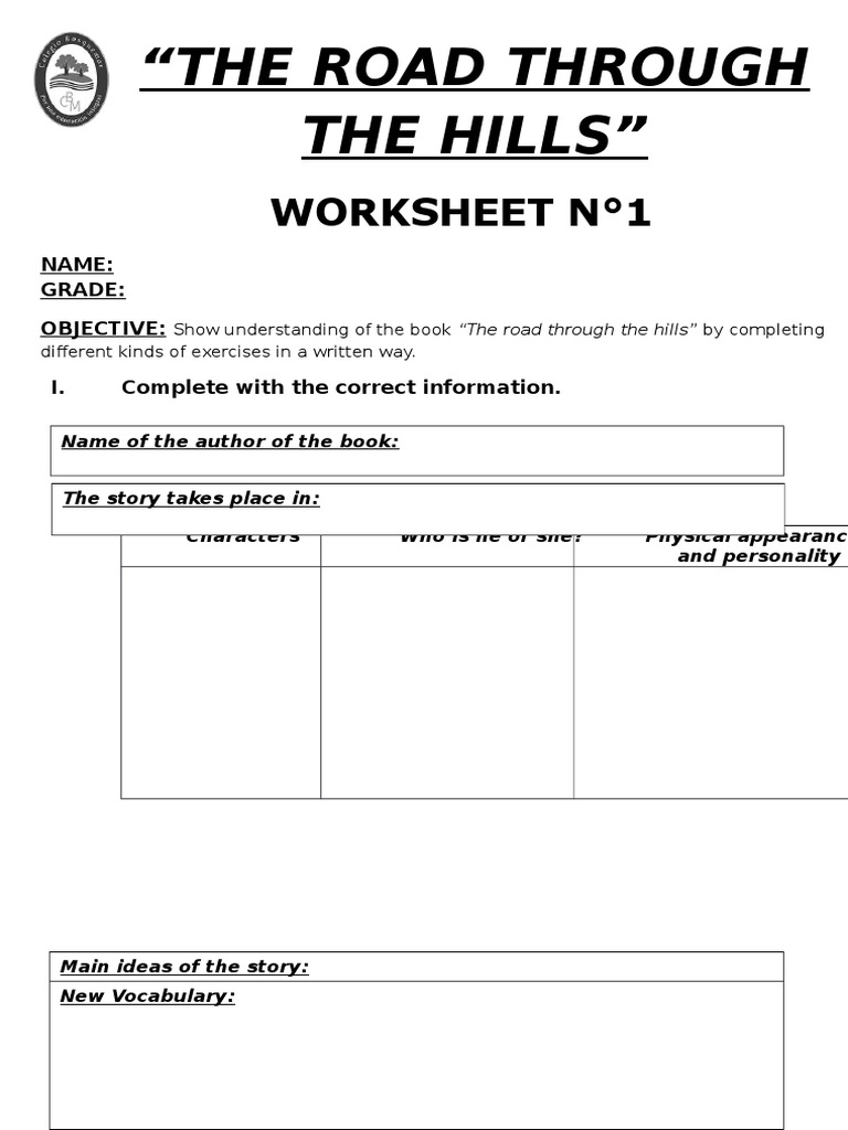The Road Through the Hills worksheet
