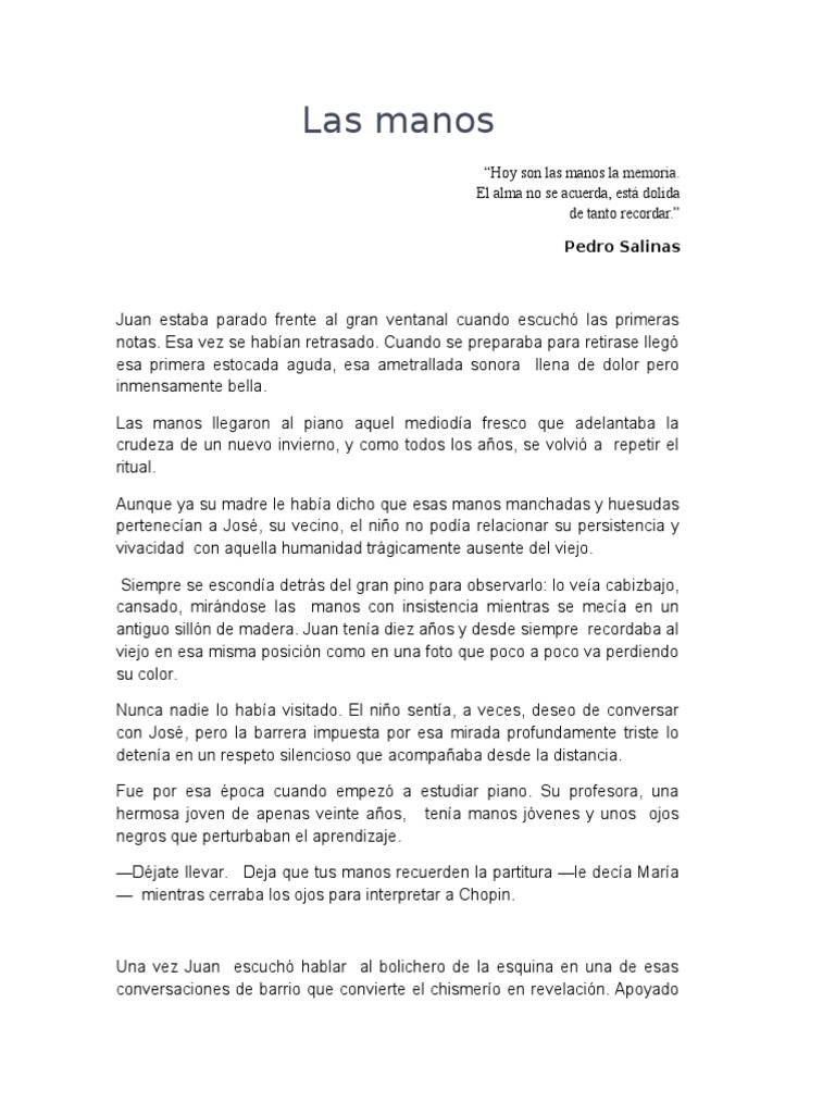 Las Manos | Descargar gratis PDF | Piano | Ocio