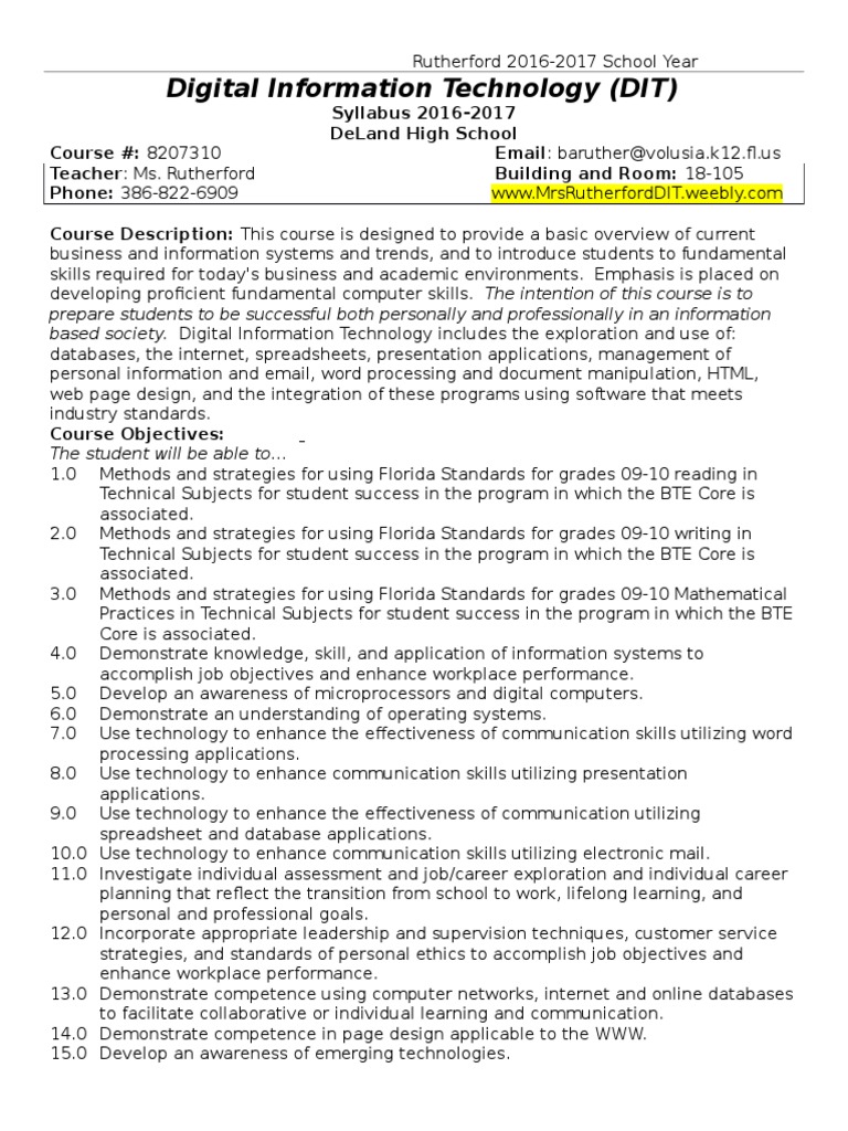 Dit Syllabus | PDF | Application Software | Microsoft Office