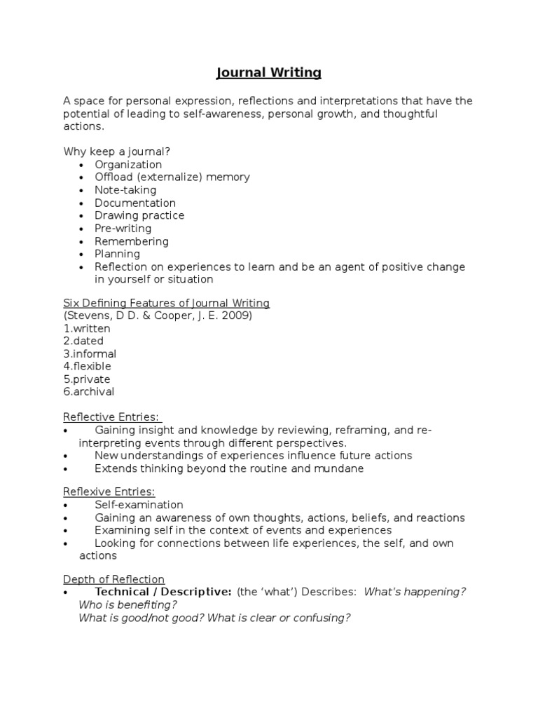 Journal Writing | PDF | Self Awareness | Emergence