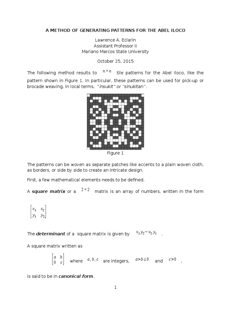 Abel Iloco Weaving Patterns | PDF
