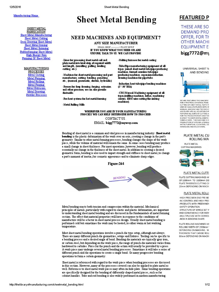 Sheet Metal Bending PDF | PDF | Sheet Metal | Deformation (Engineering)