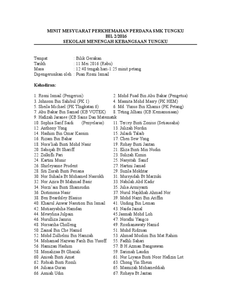 Minit Mesyuarat Perkhemahan Perdana | PDF