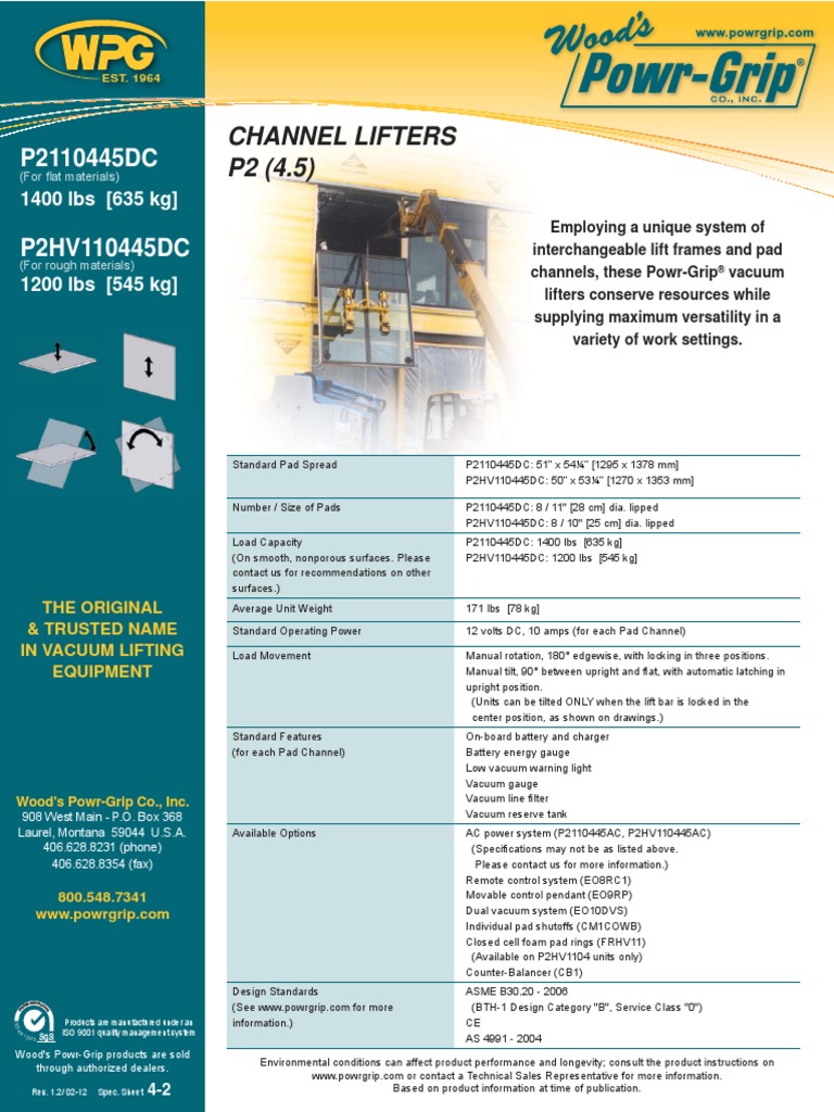 Channel Lifters P2 (4.5) : 1400 Lbs (635 KG) | PDF | Battery Charger ...