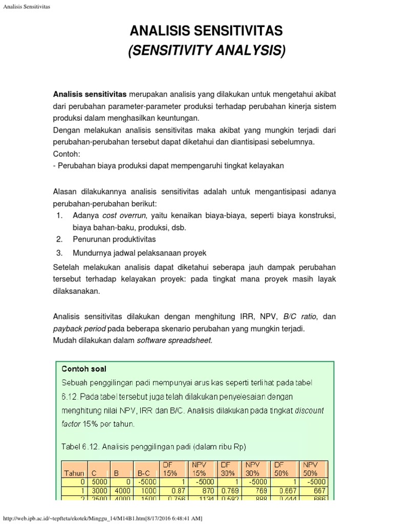 Analisis Sensitivitas | PDF