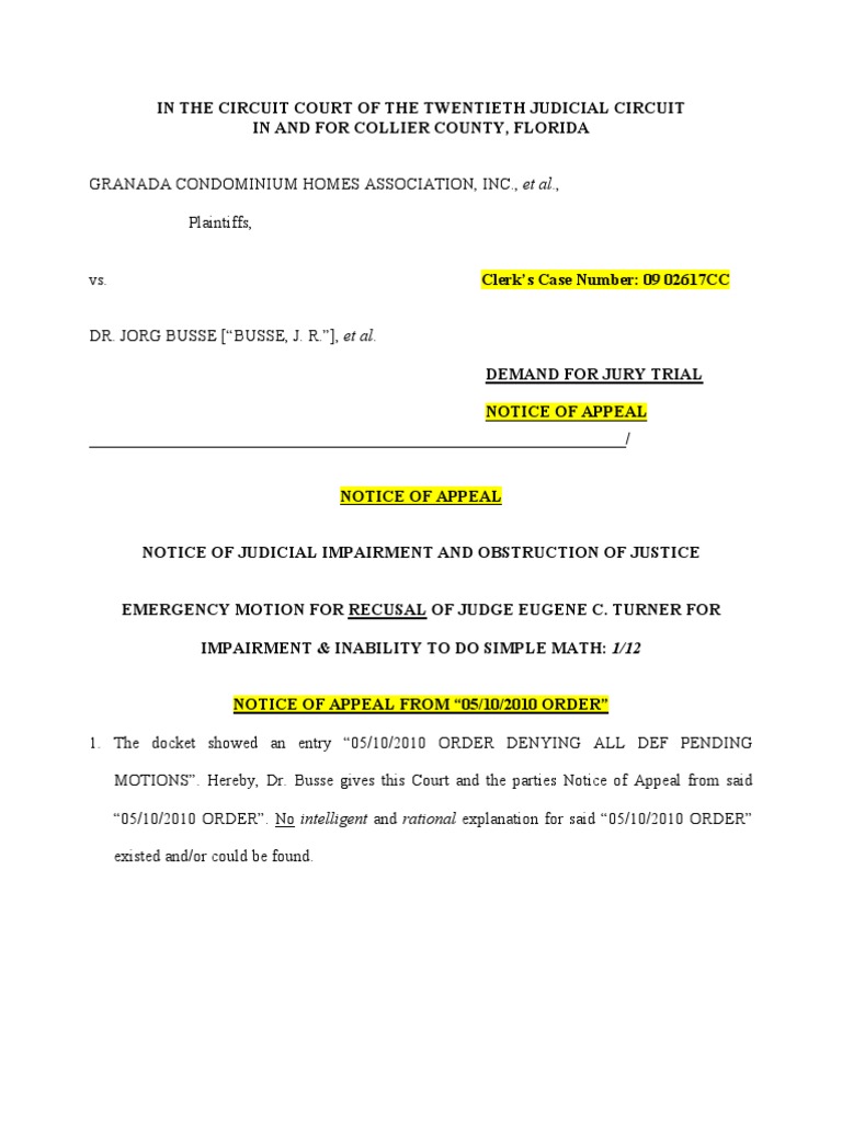Notice of Appeal, 09 02617CC | PDF | Fraud | Virginia Circuit Court