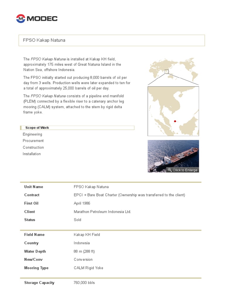 Fpso Kakap Natuna - Modec Fpso - Fso Project | PDF