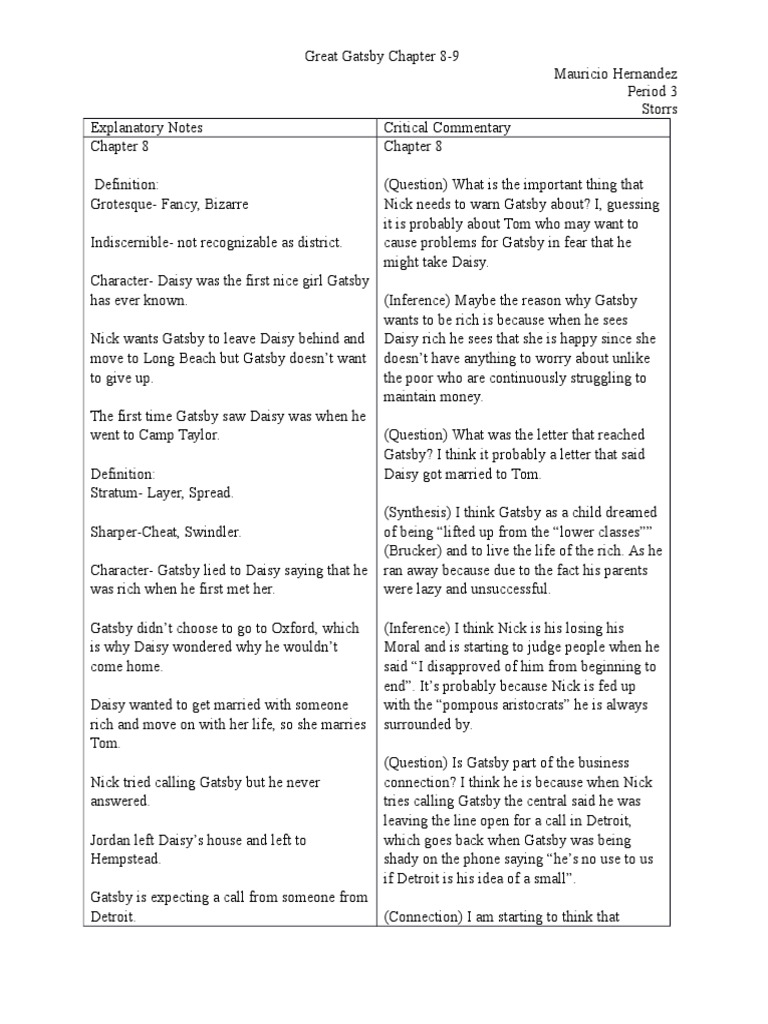 Gatsby Chapter 8-9 | PDF | The Great Gatsby