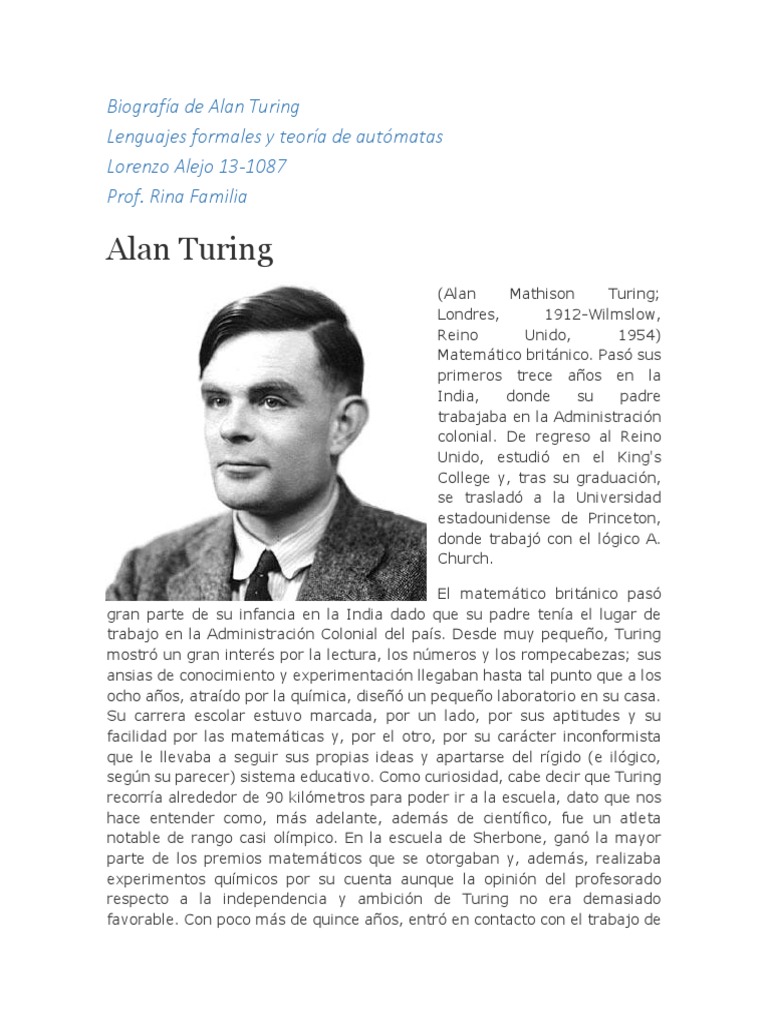 Biografía de Alan Turing.pdf | Alan Turing | Ciencia cognitiva