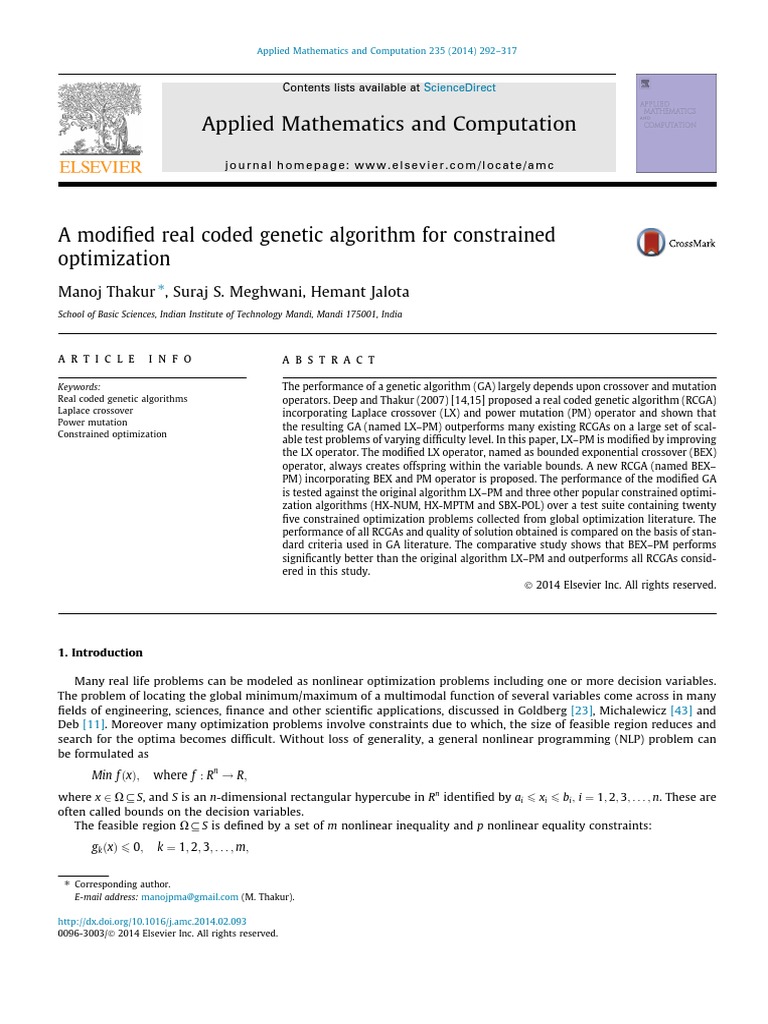 A Modified Real Coded Genetic Algorithm For Constrained | PDF | Genetic ... A Modified Real Coded Genetic Algorithm For Constrained | PDF | Genetic ...