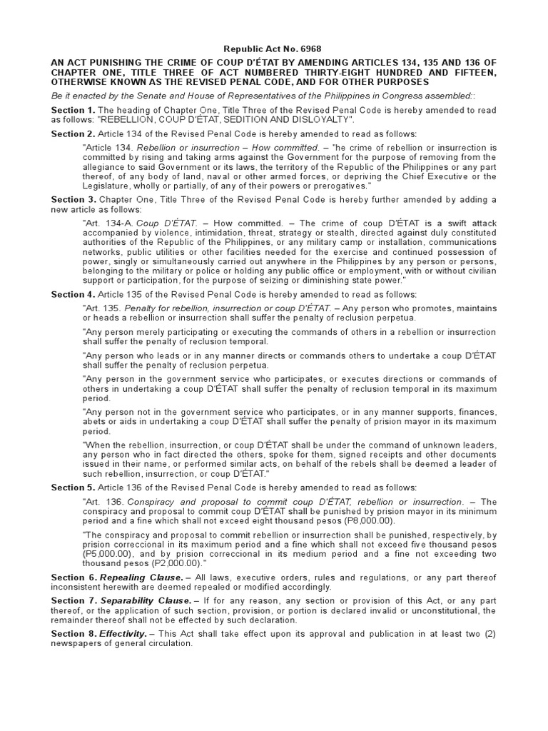 Ra 6968 | PDF | Rebellions | Crime & Violence