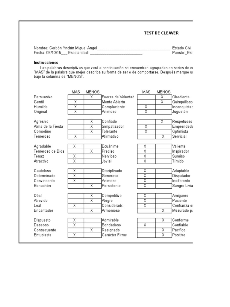 Test The Cleaver Resultados | PDF | Toma de decisiones | Science