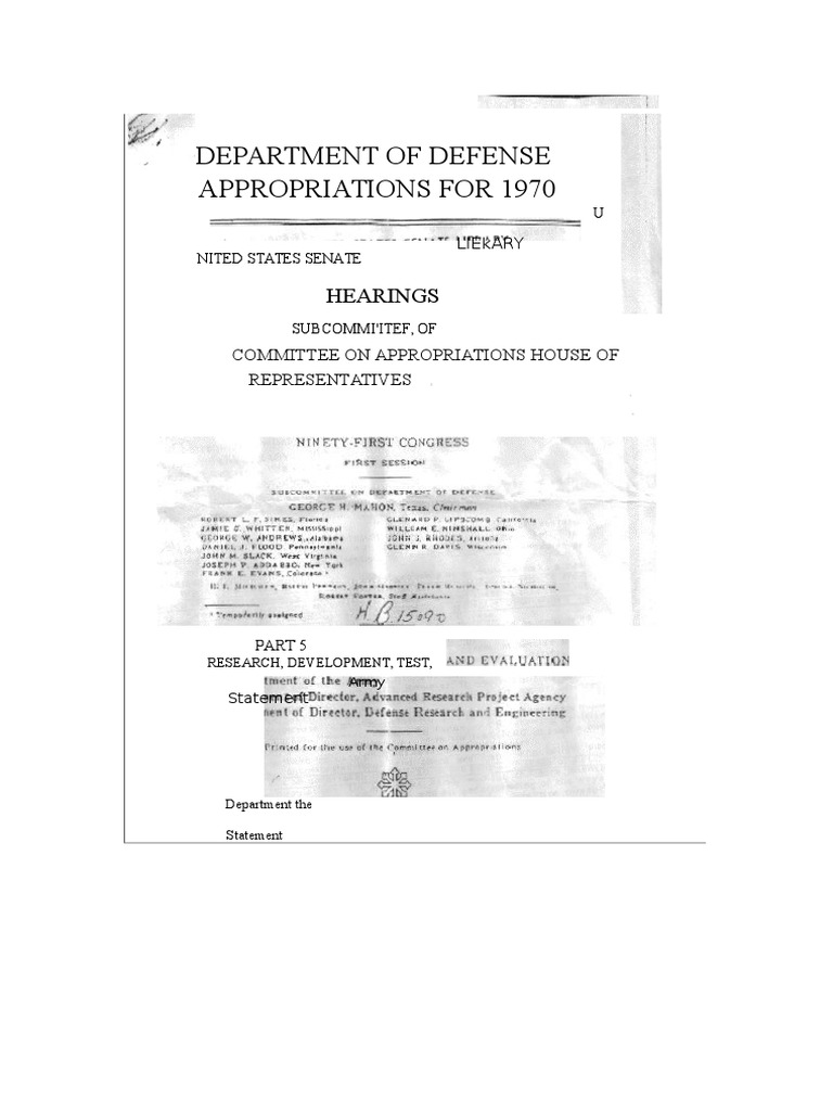 Department of Defense Appropriations For 1970: Hearings | PDF