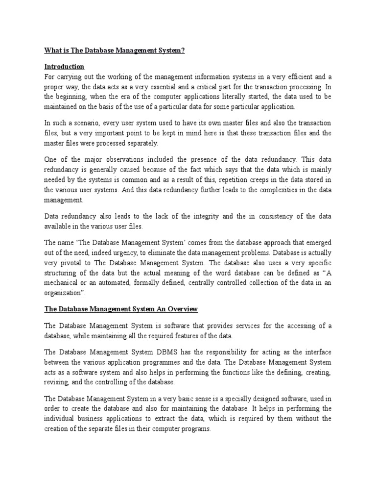 Database Management System | PDF | Databases | Software