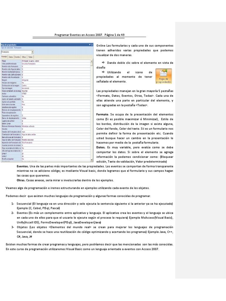 Eventos Y Programas Access 2007 | PDF | Lenguaje de programación | Básico