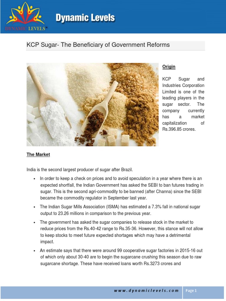 KCP Sugar-The Beneficiary of Government Reforms: Origin | PDF | Stocks ...