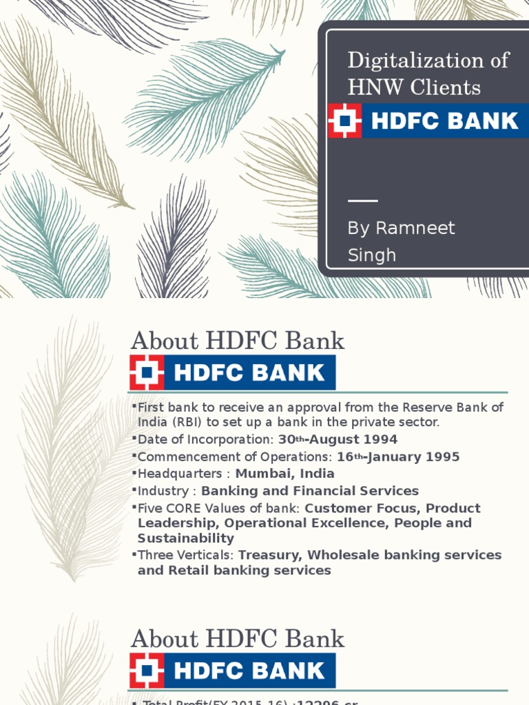 Digitalization of HNW Clients: by Ramneet Singh | PDF | Reserve Bank Of ...